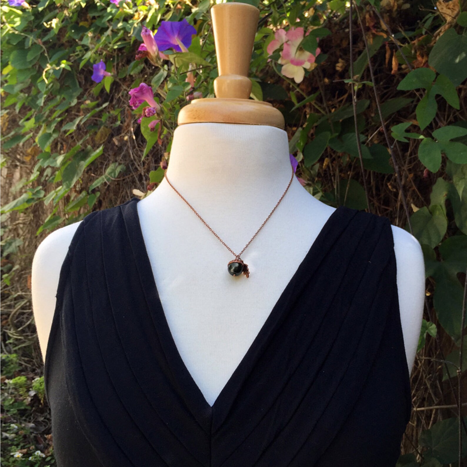 Hematite and Copper Acorn Necklace | Fall Acorn Necklace | Hematite ...