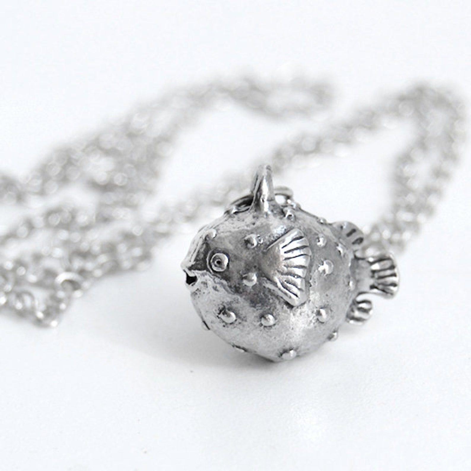Little Blowfish Necklace Puffer Fish Charm Necklace Cute - Etsy