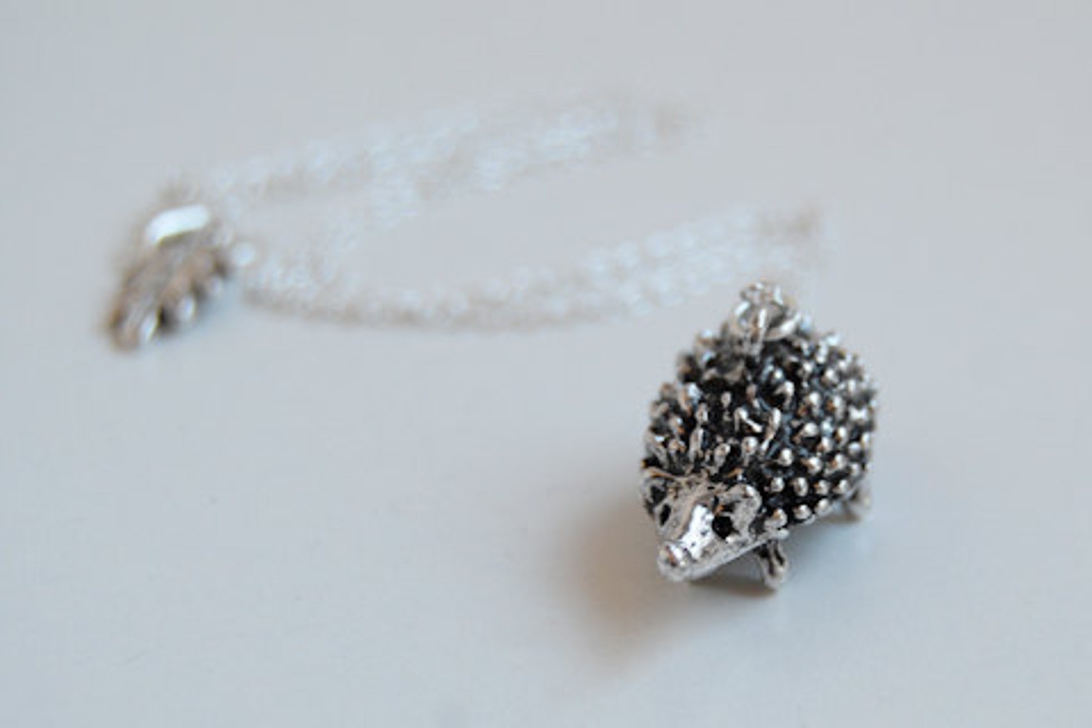 Large Silver Hedgehog Necklace Cute Hedgehog Charm Necklace - Etsy