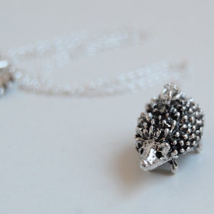 Large Silver Hedgehog Necklace Cute Hedgehog Charm Necklace Forest ...