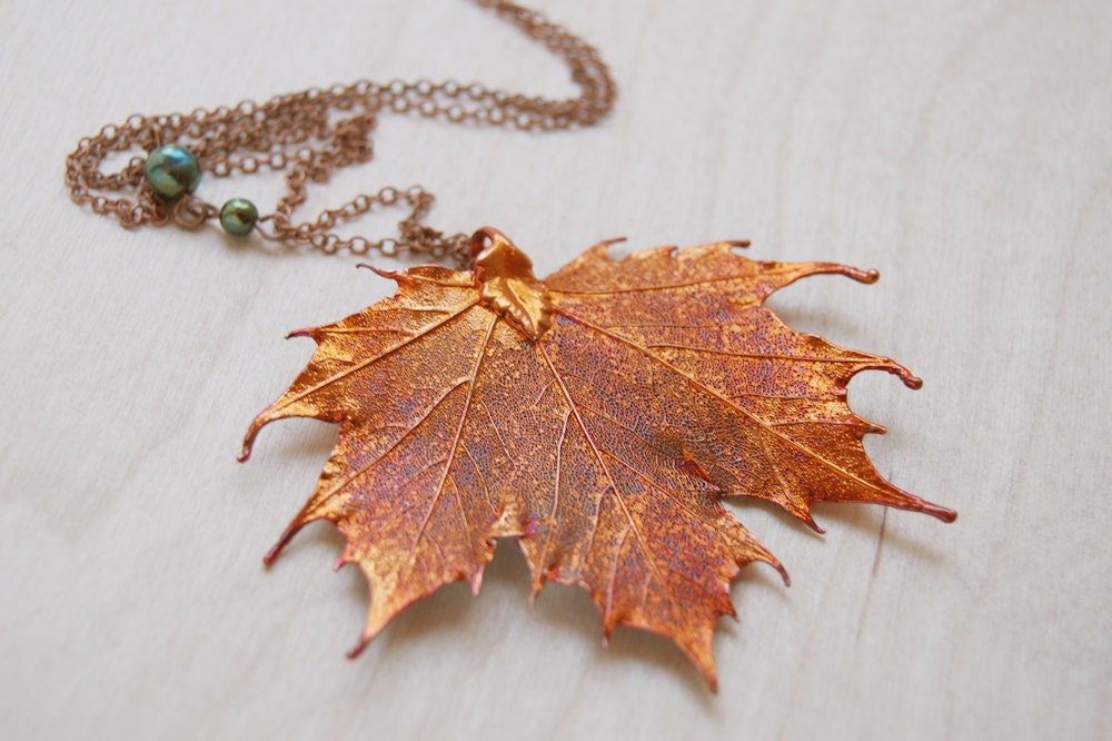 Extra Large Fallen Copper Maple Leaf Necklace REAL Maple | Etsy