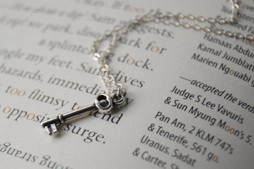 Tiny Silver Skeleton Key Necklace Cute Key Charm Necklace Little Silver ...