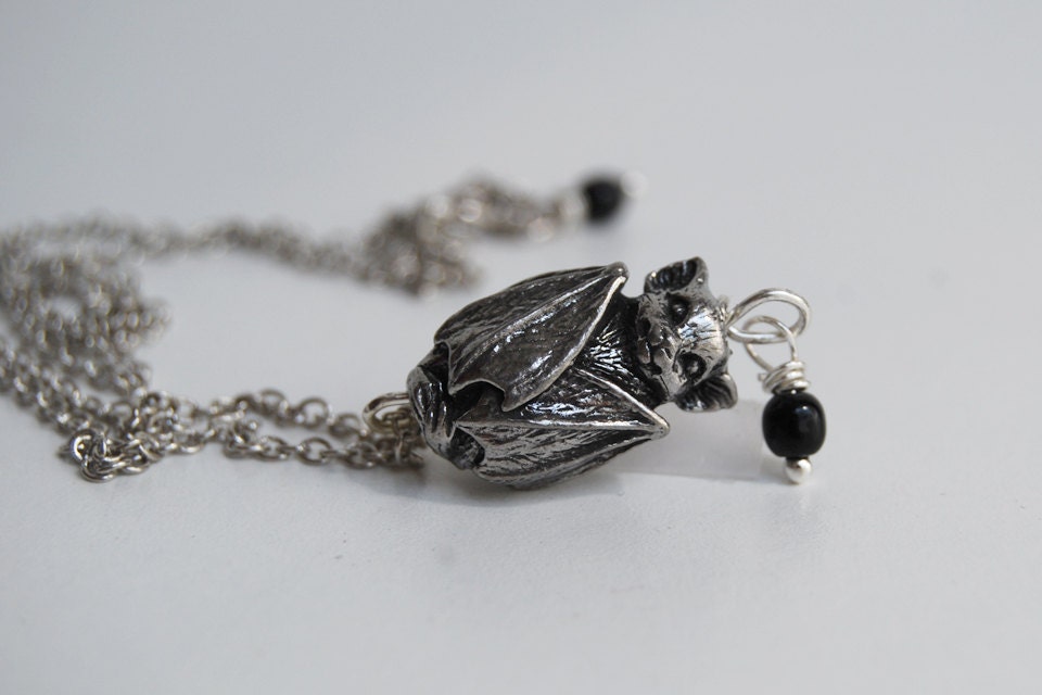 Adorable Bat Necklace Silver Bat Necklace Cute Bat Charm - Etsy