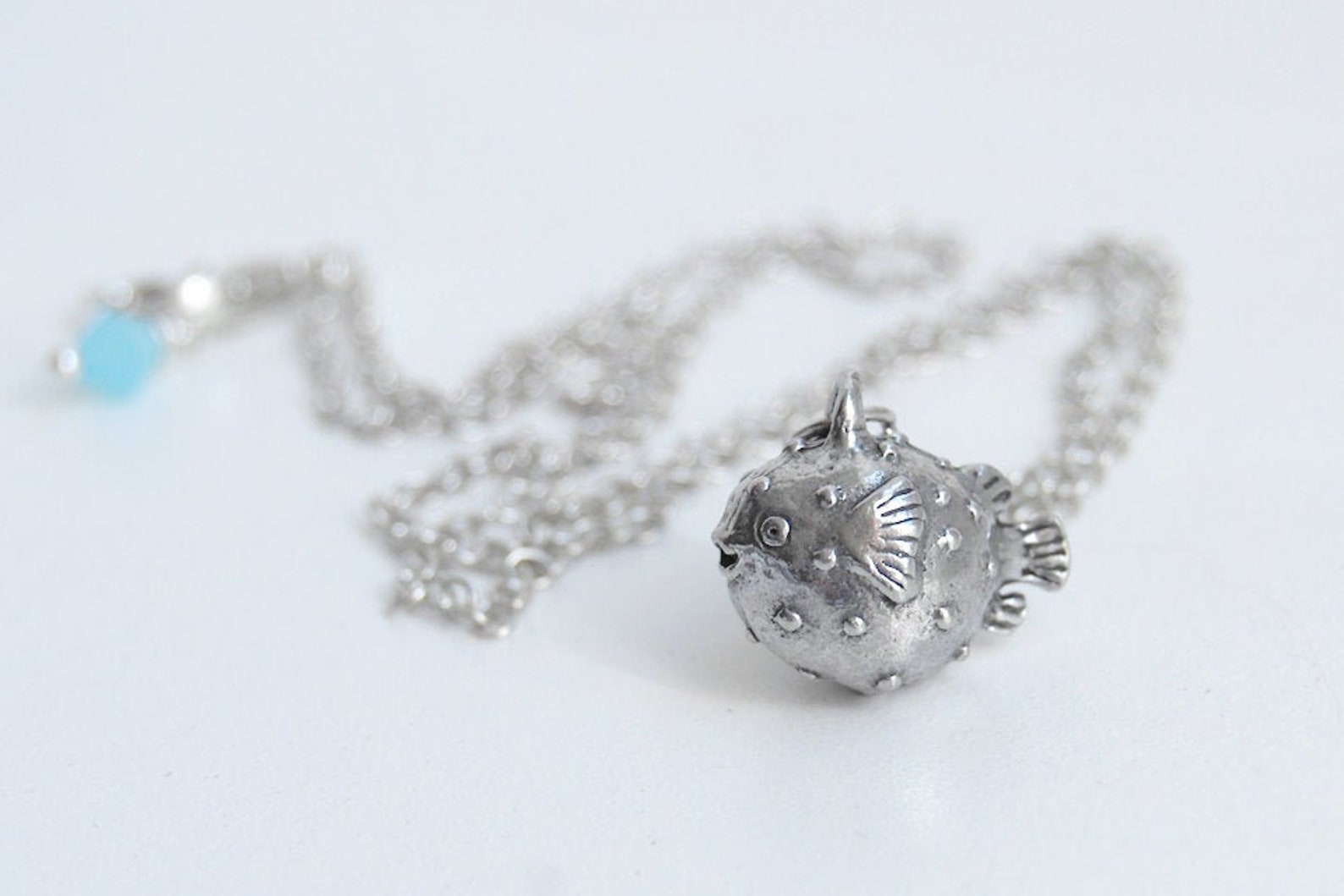 Little Blowfish Necklace Puffer Fish Charm Necklace Cute - Etsy