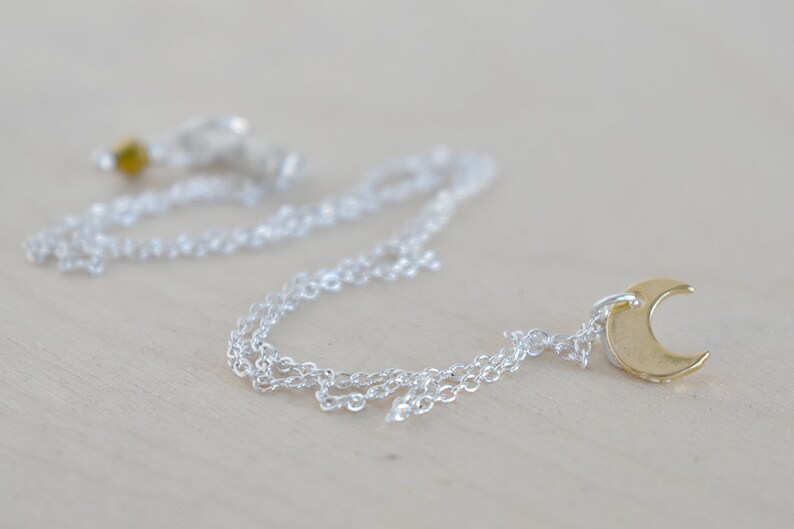 Golden Moon Necklace Little Crescent Moon Charm Necklace | Etsy