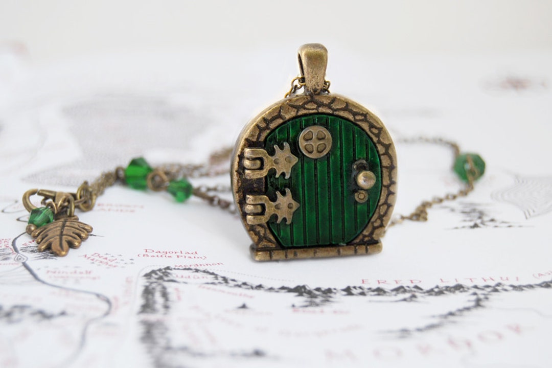 Green Door Locket | Fairy Door Necklace | Hand Painted Fantasy Pendant ...