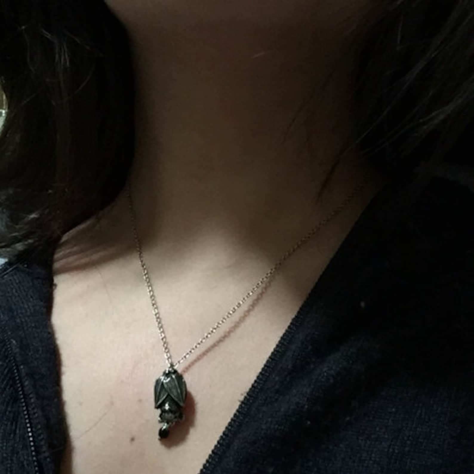 Adorable Bat Necklace Silver Bat Necklace Cute Bat Charm - Etsy