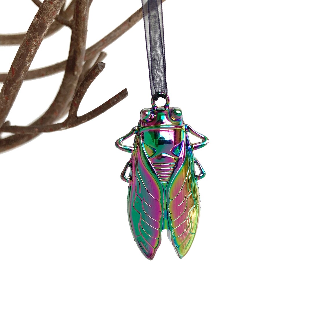 Large Cicada Ornament Iridescent Rainbow Insect Ornament Magic Colorful ...