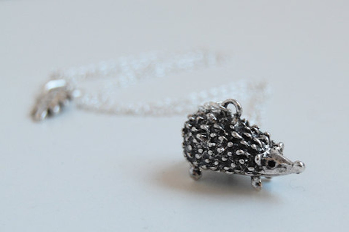 Large Silver Hedgehog Necklace Cute Hedgehog Charm Necklace - Etsy