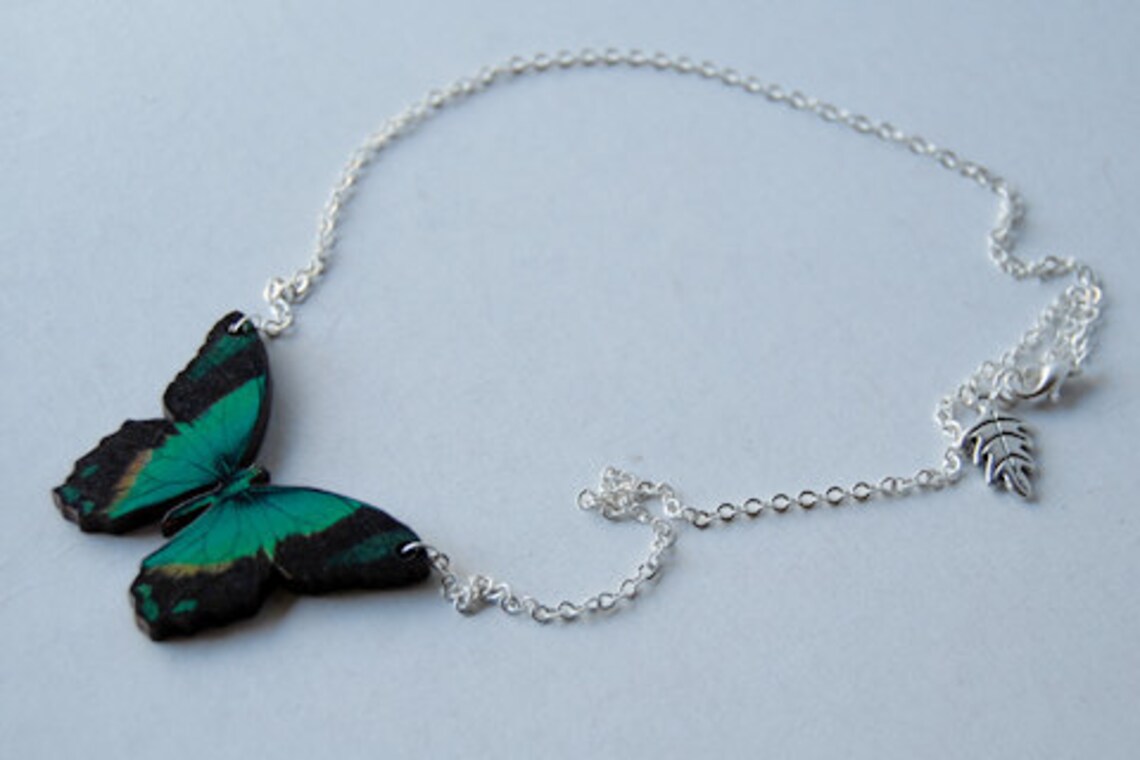 Radiant Swallowtail Butterfly Necklace | Cute Green Butterfly Charm ...