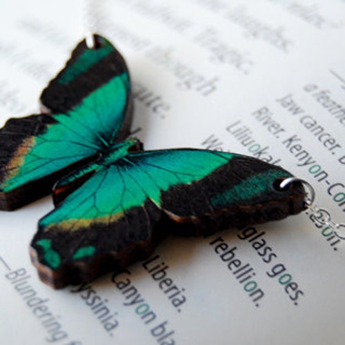 Radiant Swallowtail Butterfly Necklace Cute Green Butterfly - Etsy