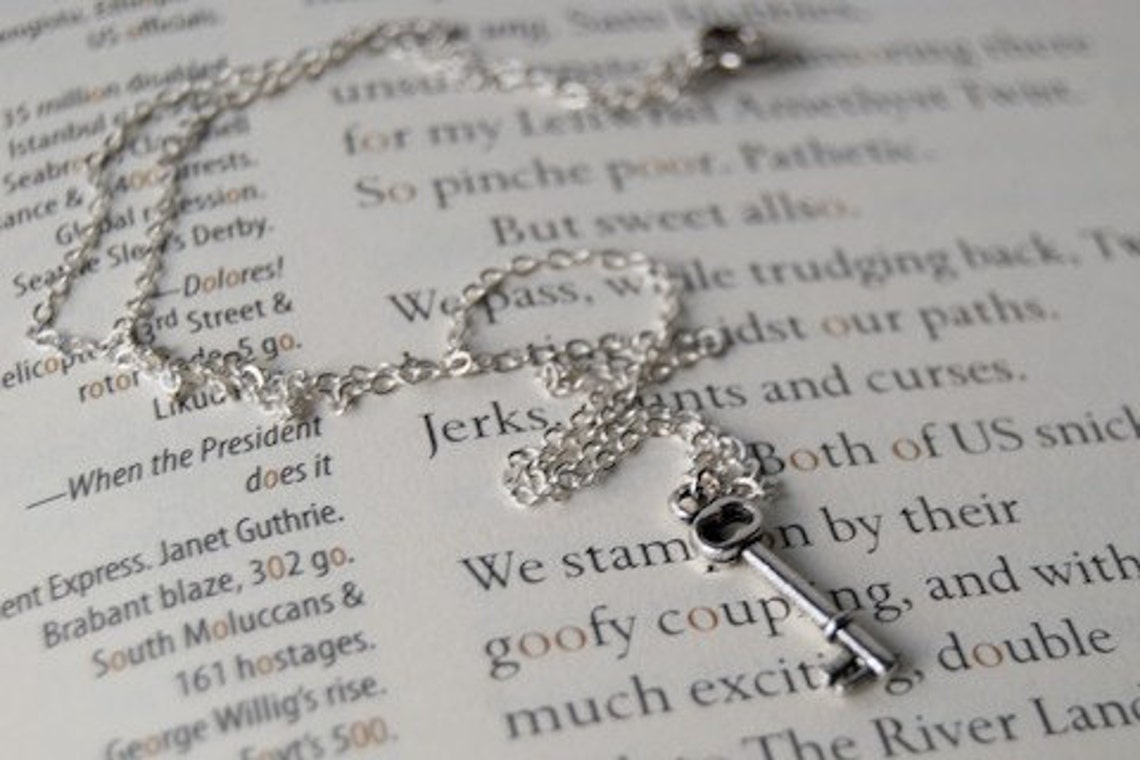 Tiny Silver Skeleton Key Necklace Cute Key Charm Necklace - Etsy