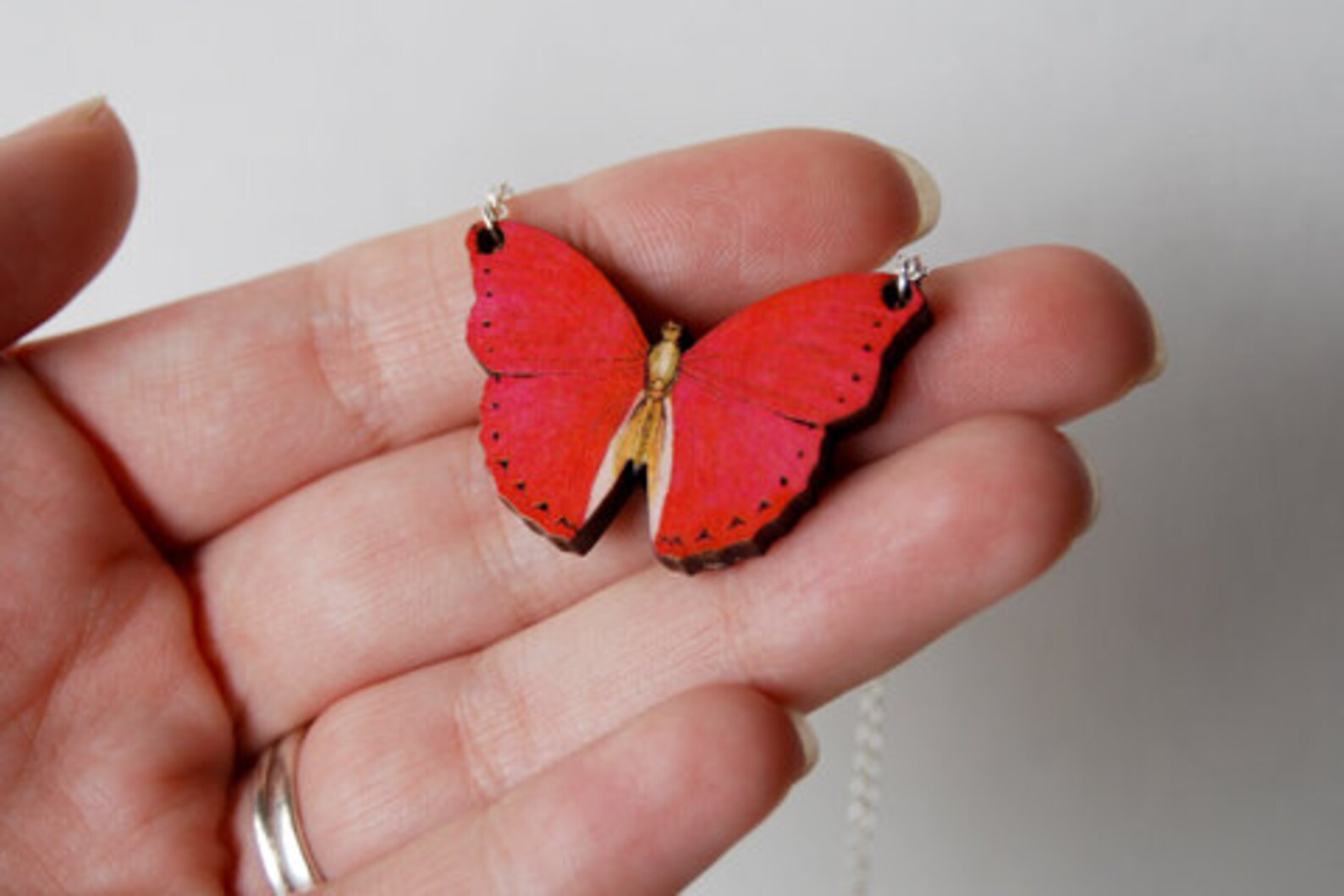 Red Glider Butterfly Necklace | Red Butterfly Necklace | Cute Butterfly ...