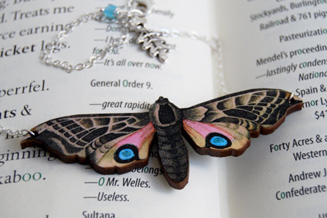 Blind Eyed Hawk Moth Necklace Wooden Moth Necklace - Etsy