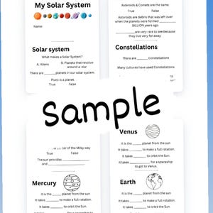 Solar System Mini Unit Study, Kids 6 Space Study Packet - Etsy