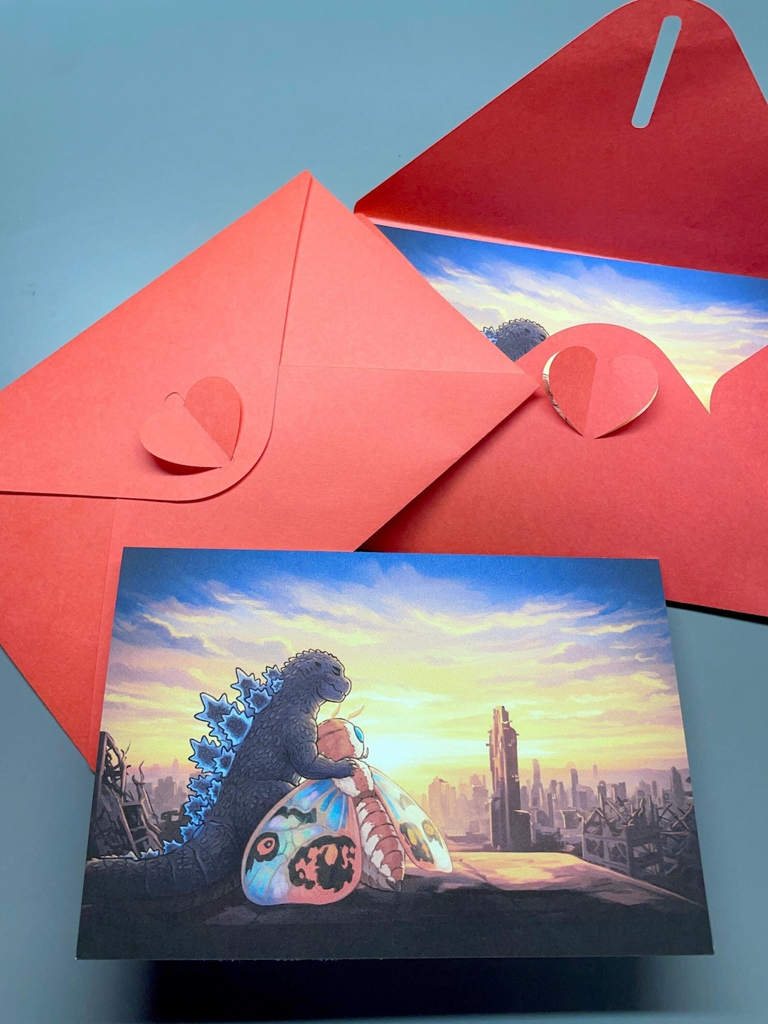 Romantic Card Godzilla and Mothra Marvel at Their Works. - Etsy