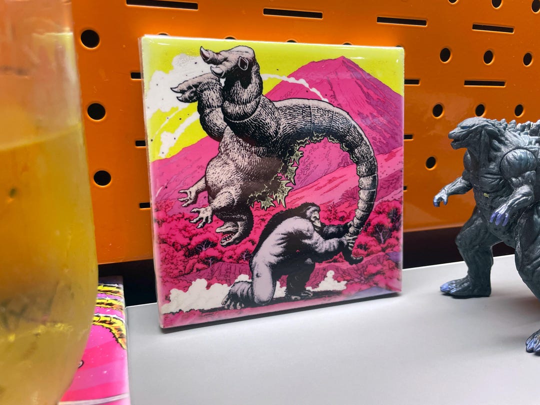 Godzilla Coaster Ceramic Tile King Kong Vs Godzilla 1963 - Etsy
