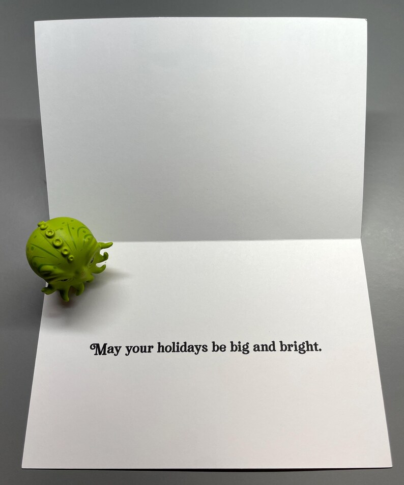 5x Godzilla Christmas Card Set: Topping Tree With Star, Holiday Fun - Etsy