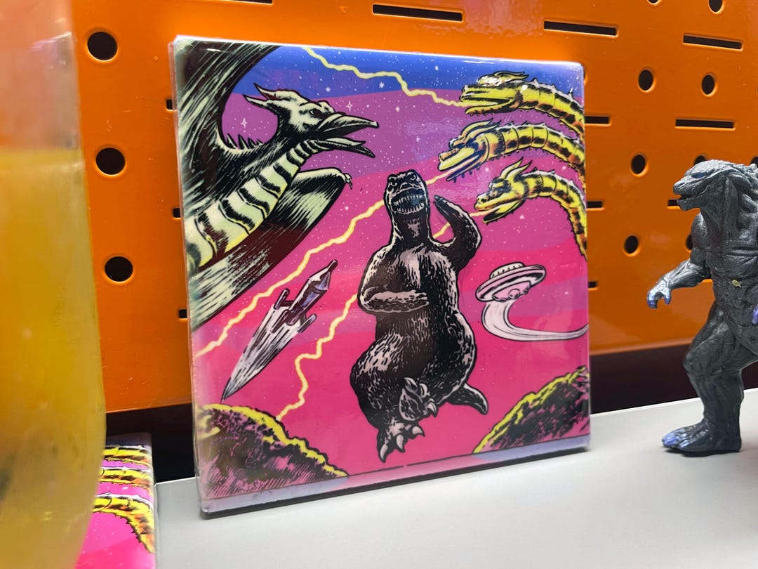 Godzilla Coaster Ceramic Tile Invasion of Astro-monster - Etsy