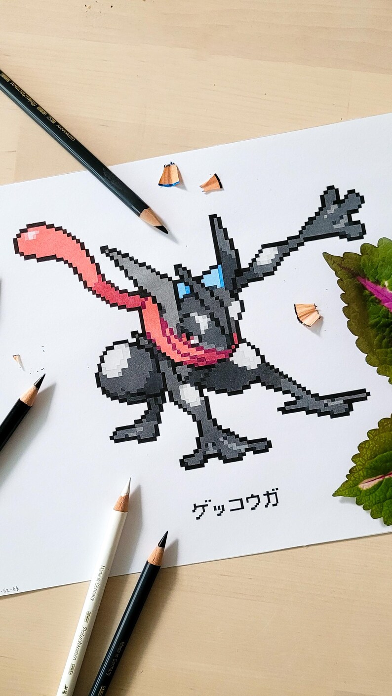 Cutom Hand-drawn Pokémon Pixel Art - Etsy