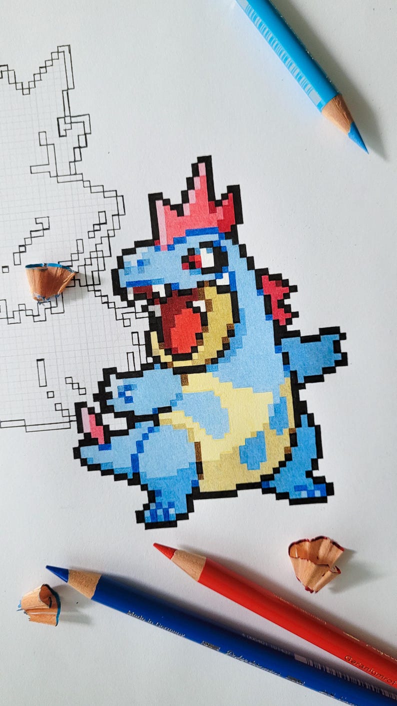 Cutom Hand-drawn Pokémon Pixel Art - Etsy