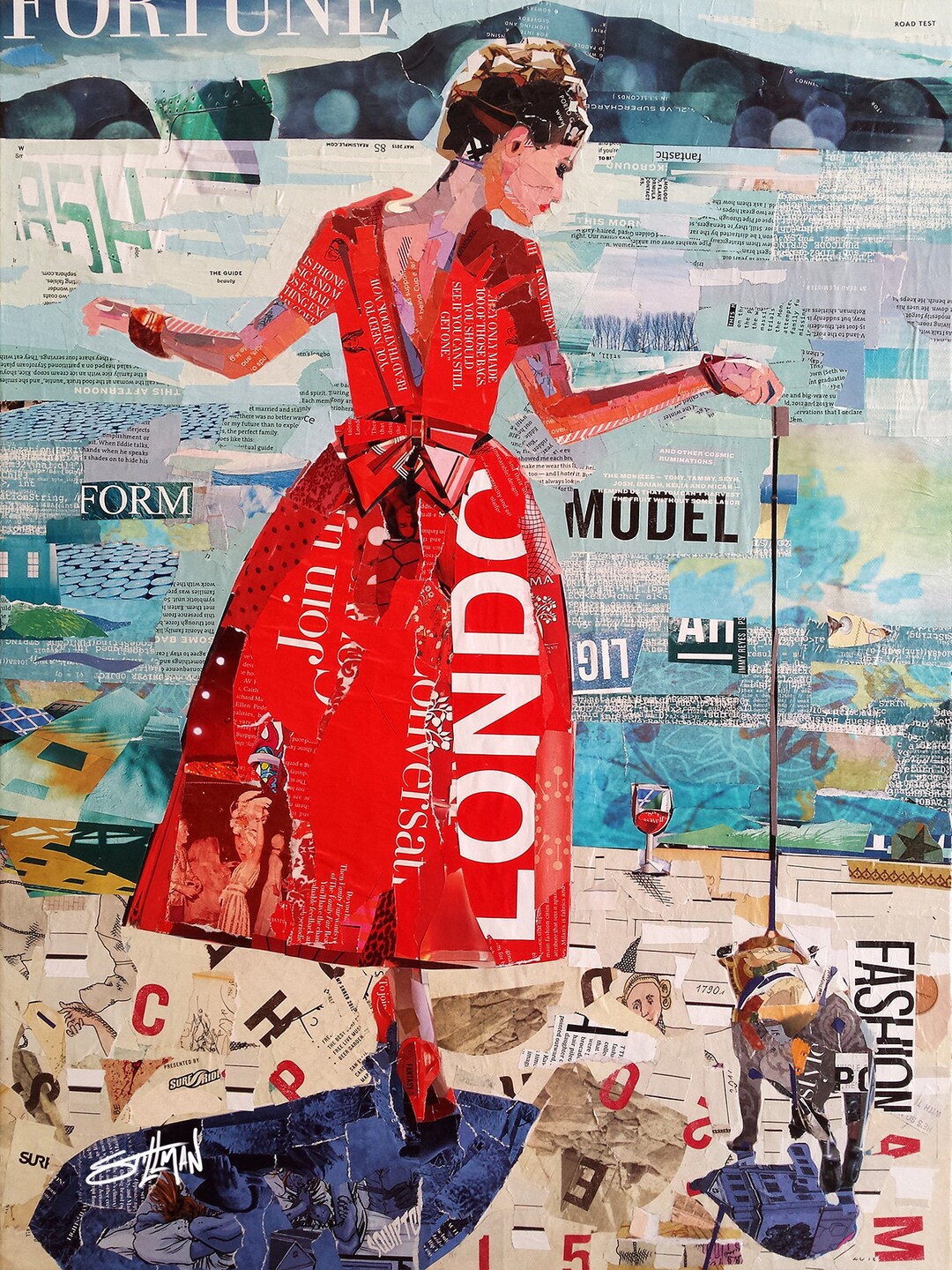 Original Collage Print on Archival Paper - "promenade" - Multiple Sizes ...