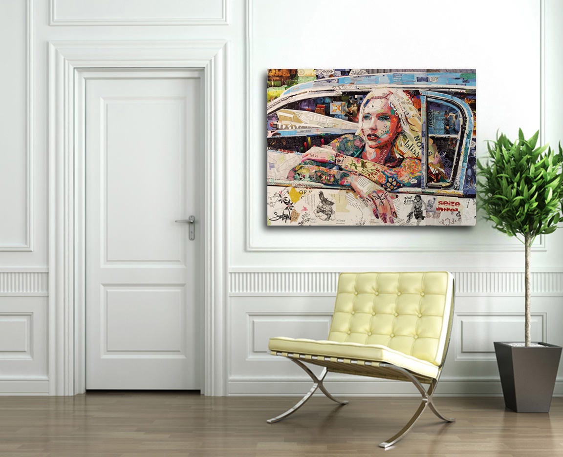Original Collage Print on Stretched CANVAS inked Multiple Sizes ...