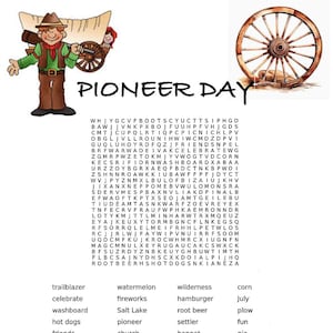 Pioneer Day Word Search - Etsy