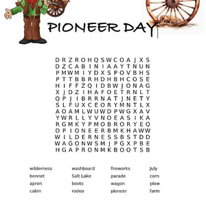 Pioneer Day Word Search - Etsy