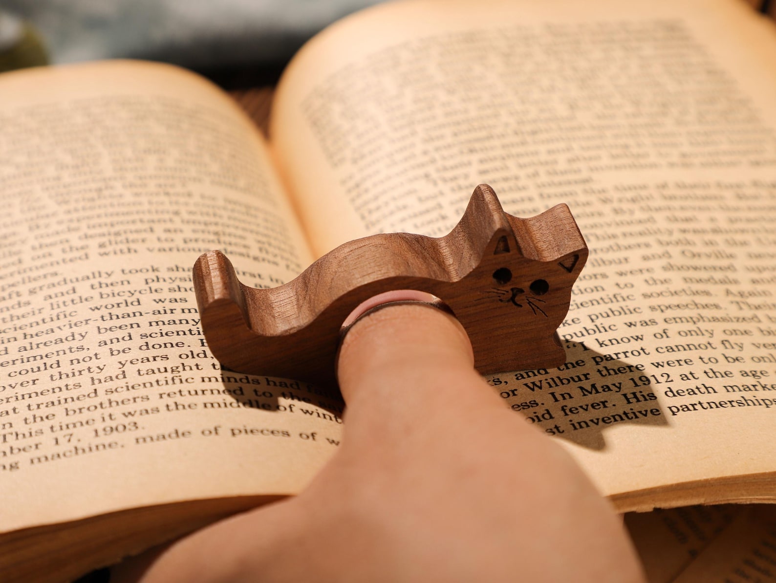 Personalized Wooden Book Page Holder,book Accessories,cute Kitten Book ...