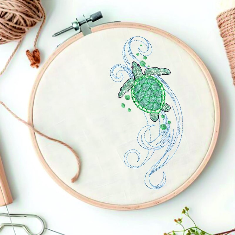 Turtle Embroidery - Etsy