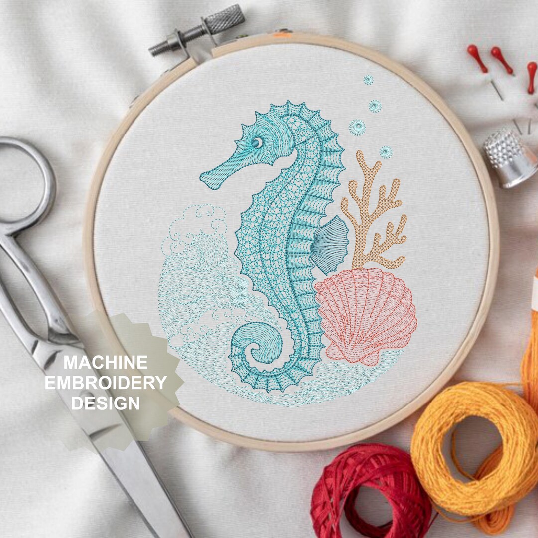 Ocean Grace - Seahorse Machine Embroidery Design - Underwater Wonder ...