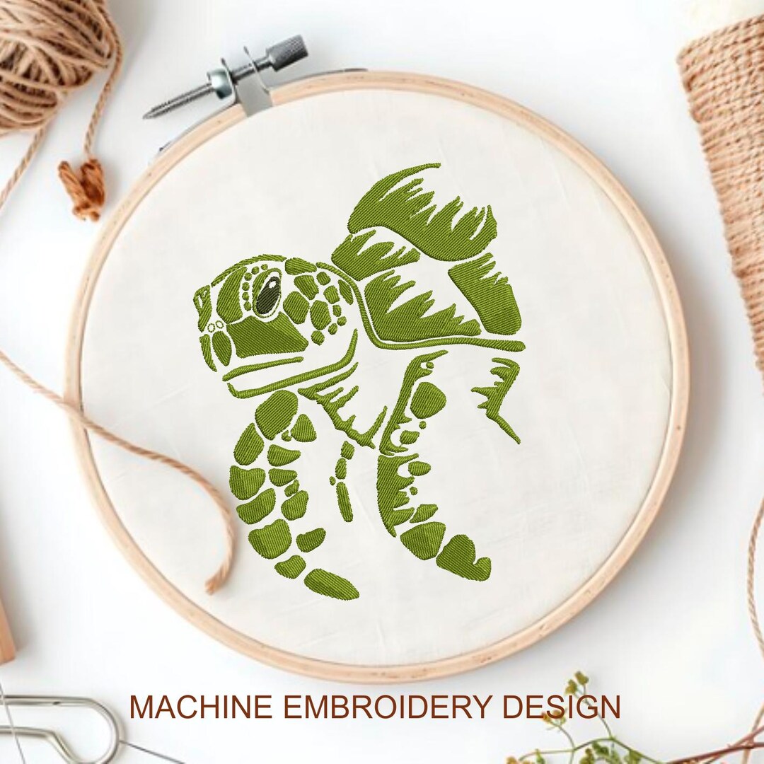 Sea Turtle Embroidery Design - Ocean Animal Embroidery Pattern - Marine ...
