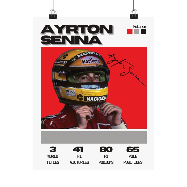 Ayrton Senna Poster Formula 1 Wall Art Ayrton Senna Sim Racing Decor F1 ...