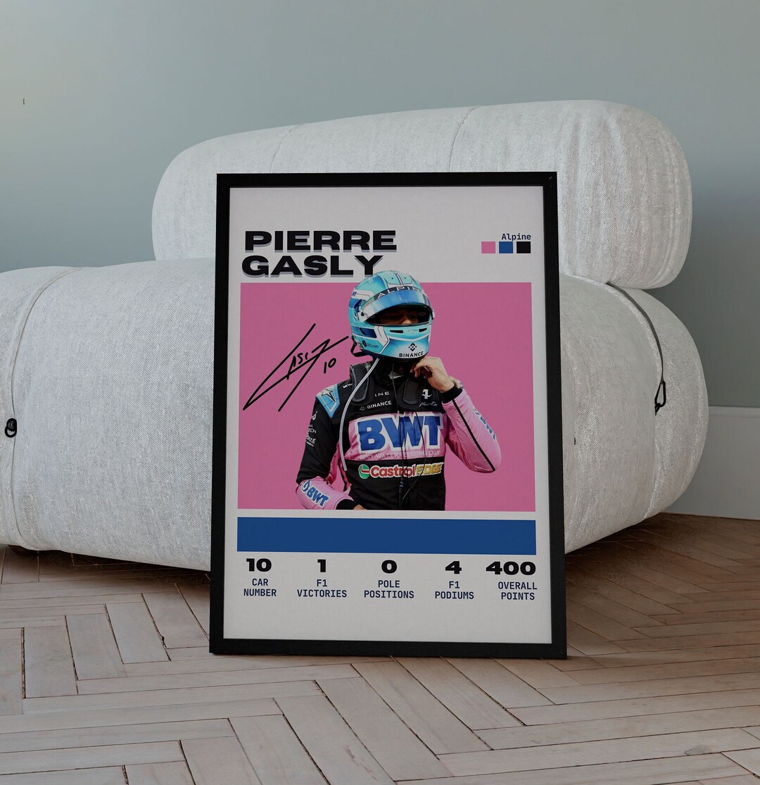 Pierre Gasly Poster Formula 1 Wall Art Pierre Gasly Sim Racing Decor F1 Poster Pierre Gasly Fan ...