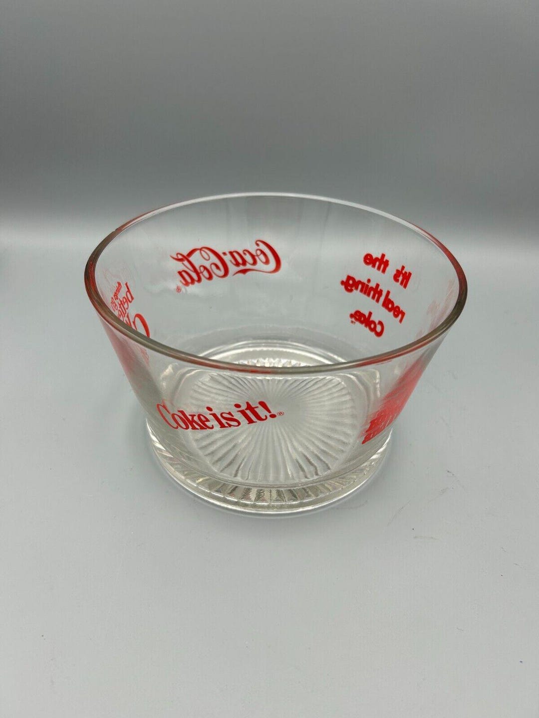 Vintage 1980s COCA-COLA Glass Snack Bowl Popcorn Bowl Candy Dish Coke ...