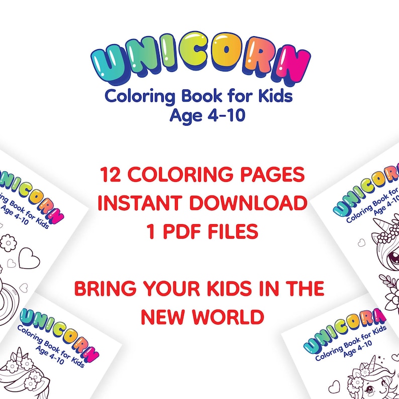 Unicorn Coloring Book for Kids, Unicorn Coloring Pages for Kids ...