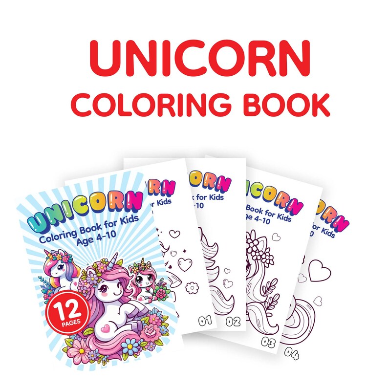 Unicorn Coloring Book for Kids, Unicorn Coloring Pages for Kids ...