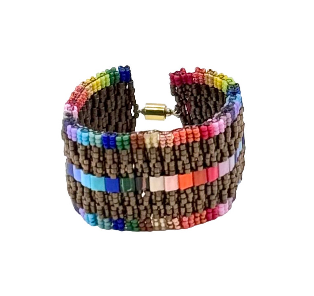Bronze Color Wheel Beaded Bracelet | Handmade | Peyote | Beading ...