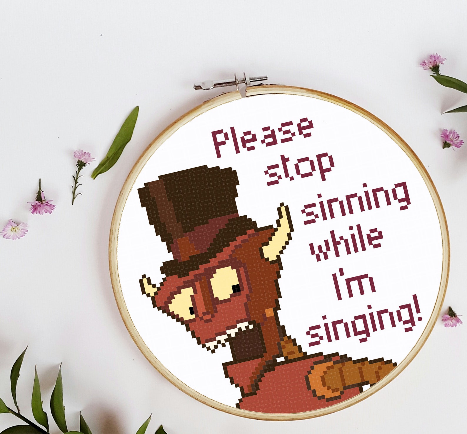 Please Stop Sinning While I'm Singing 6 Inch Cross Stitch PATTERN - Etsy