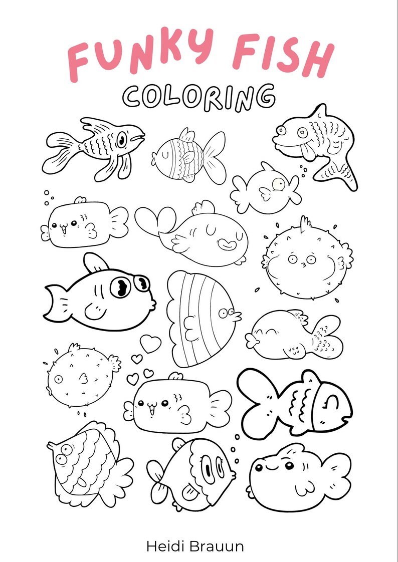 Funky Fish Coloring Page Instant Download PDF - Etsy UK