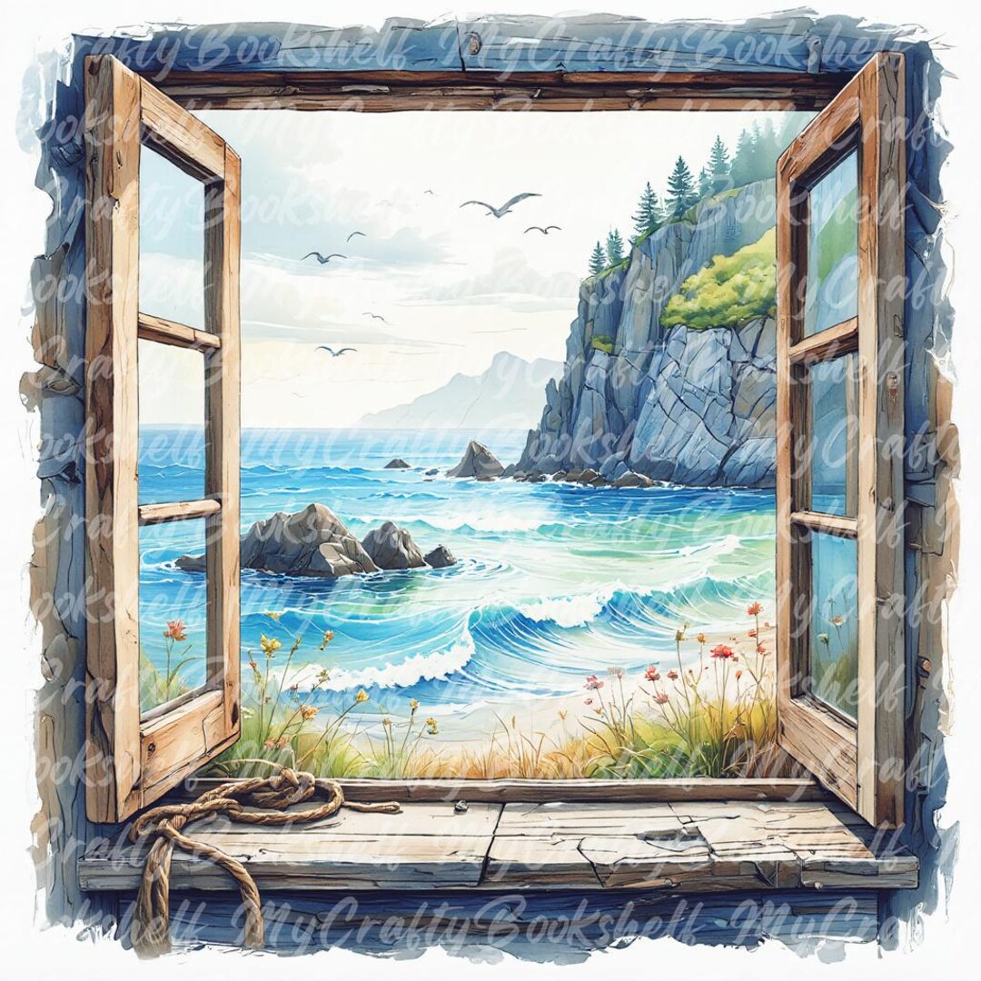 10 Window Ocean View Clipart, Window to Sea Clipart, Printable ...