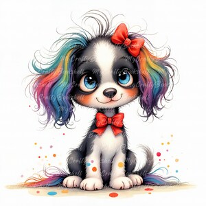 11 Cute Whimsical Puppy Clipart, Funny Colorful Dog Clipart, High Res ...