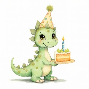 Cartoon Dinosaur Clipart: Watercolor Birthday PNG (digital Download) - Etsy