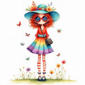 Watercolor Whimsical Lady PNG Clipart: Junk Journal Kit (digital ...