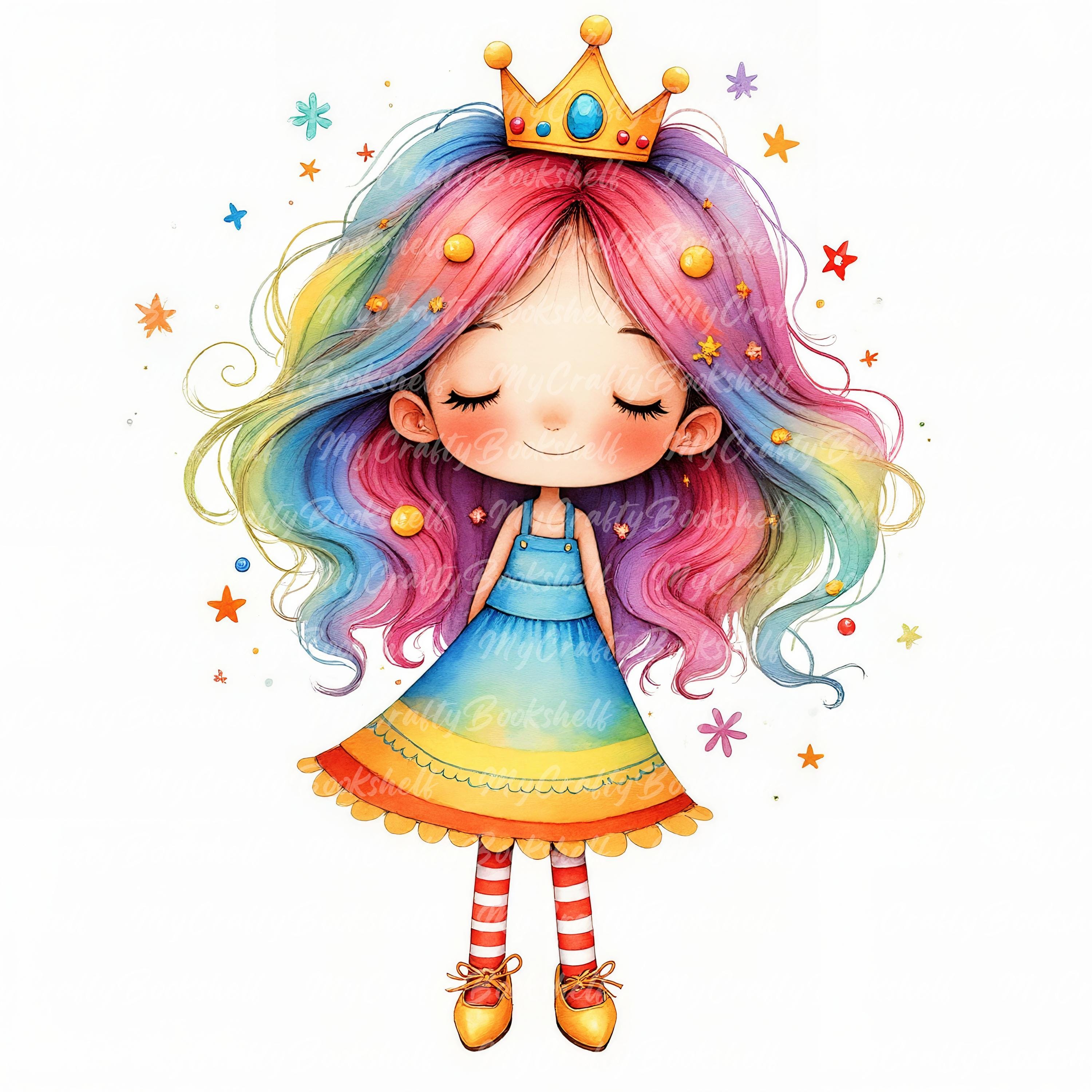 Whimsical Princess Clipart: Watercolor Queen PNG, Commercial Use ...