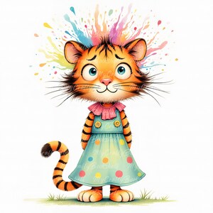 7 Cute Whimsical Tiger Clipart, Funny Tiger Clipart, High Quality JPG ...