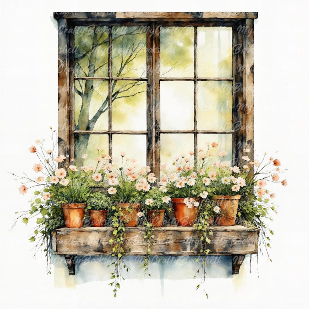 16 Floral Windows Clipart, Flower Windows, Floral Doors, Printable ...