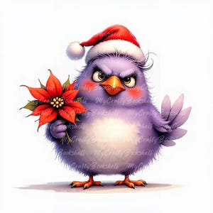 9 Cute Whimsical Christmas Bird Clipart, Funny Bird Clipart, Jpgs ...