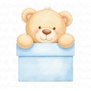 17 Teddy Bear Clipart, Blue Baby Bear Clip Art, Cute Nursery PNG for ...